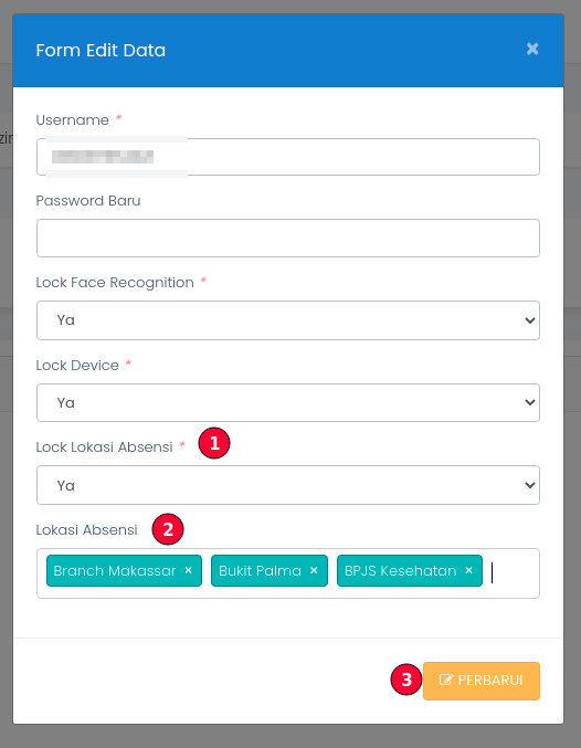 Master Data > Lokasi - Absenku Professional
